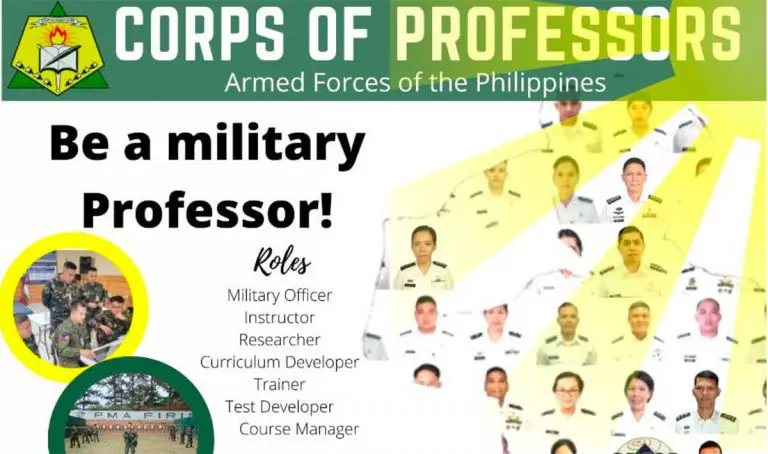 AFP is hiring Military Professor with an annual salary of PHP 623,404
