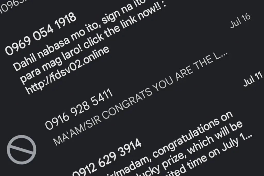 text scams – Announcement Philippines