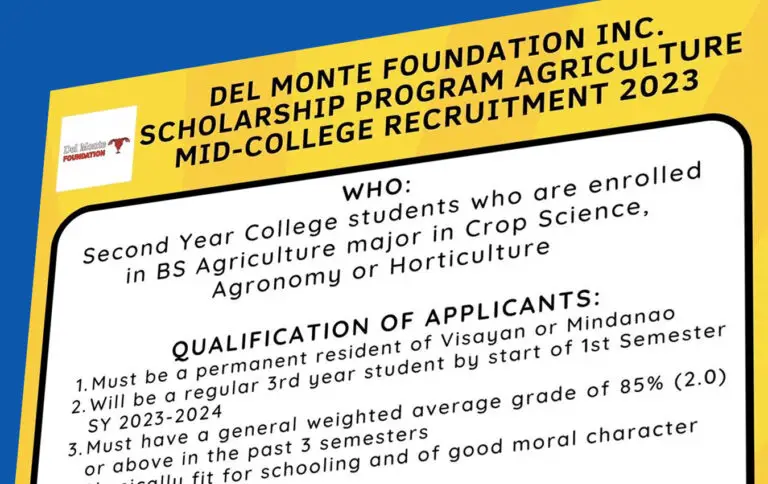 Del Monte Foundation, Inc. Scholarship Program S.Y. 2023-2024