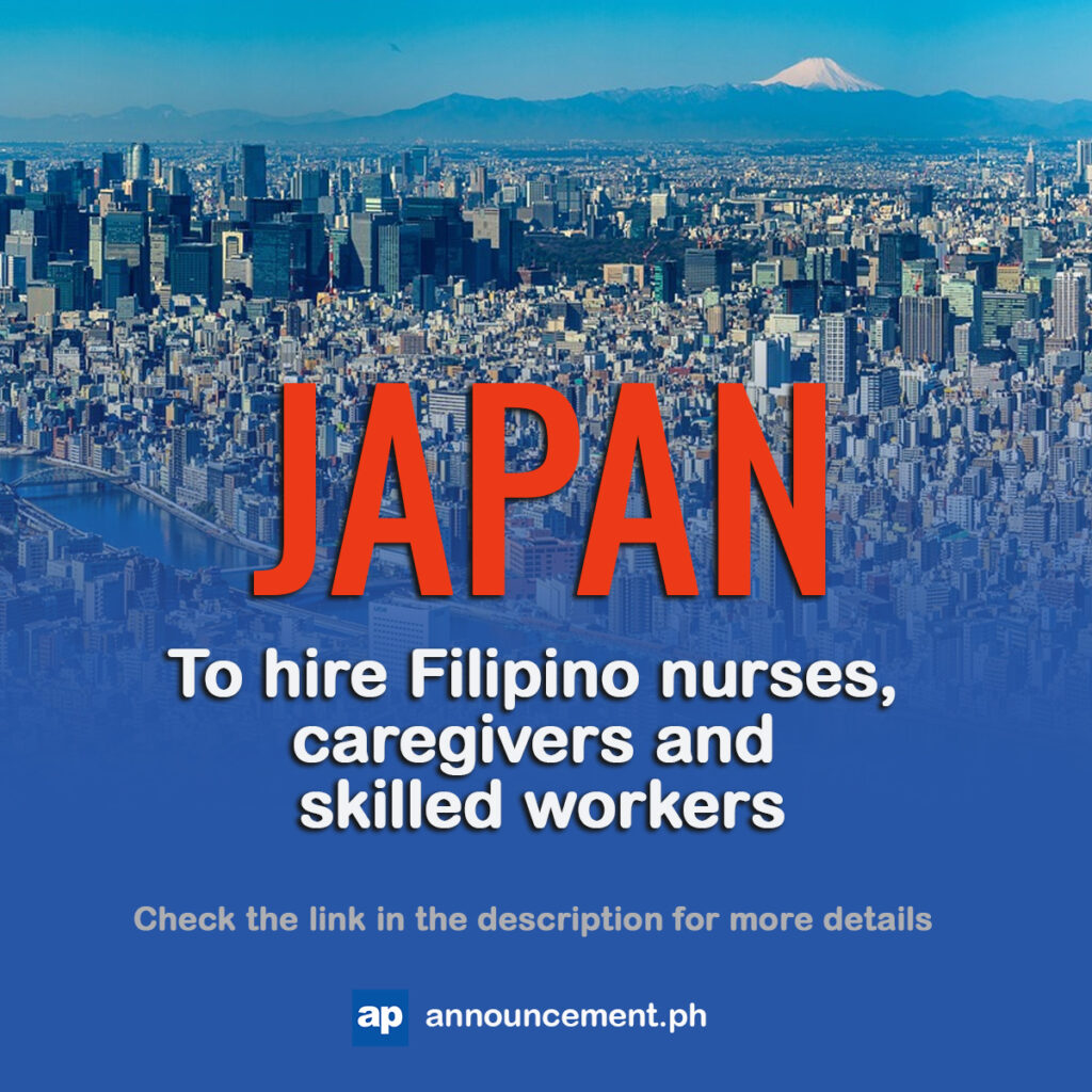 Japan to hire Filipino nurses, caregivers and skilled workers