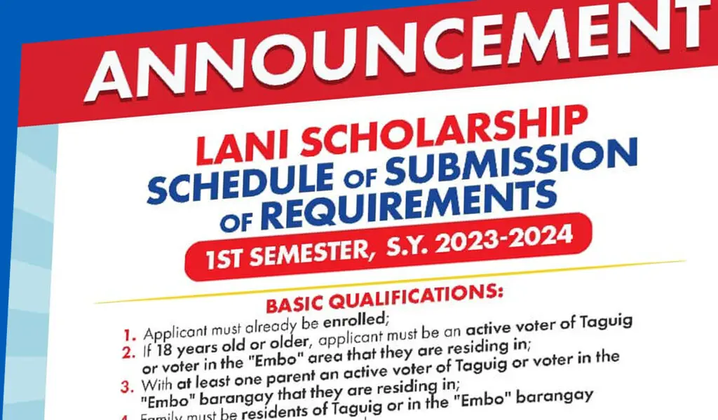Open For Application: LANI Scholarships Program SY 2023-2023