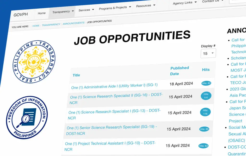 DOST is looking for professionals to fill in their team