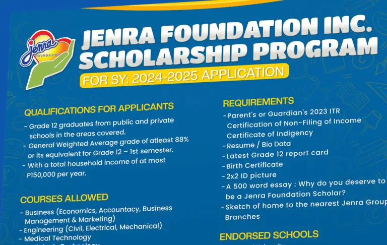 Call for applications for Jenra Foundation Inc. scholarship program