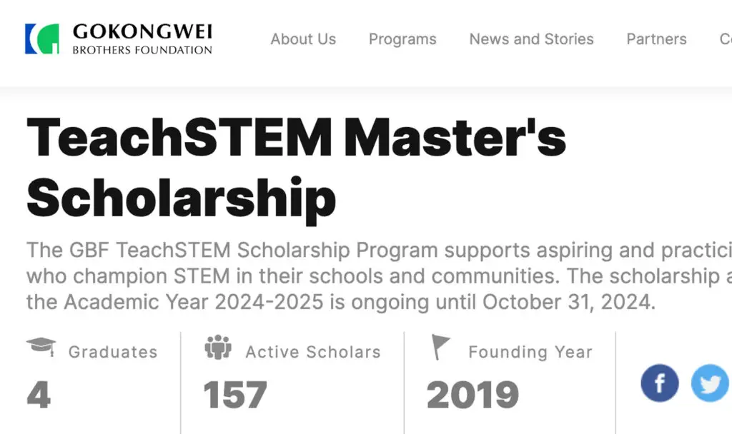 TeachSTEM Master's scholarship program offered by Gokongwei Brothers ...