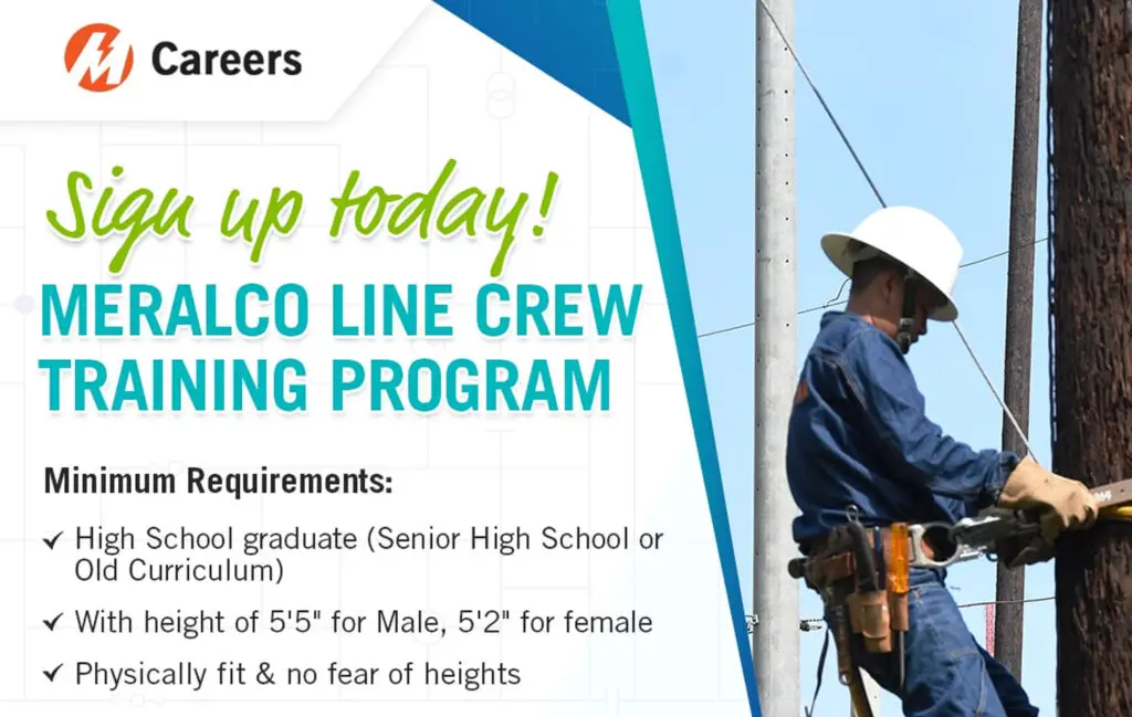 Meralco Line Crew Trainees is still open for applications