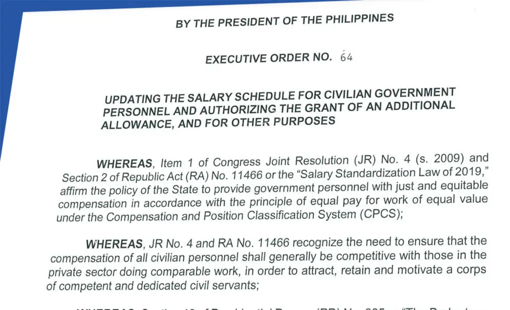 Updated salary schedule and benefits increase for government employees