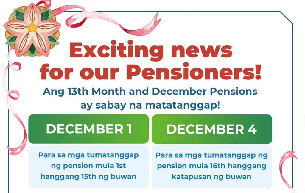 SSS released 13th-month pay and pensions schedule for pensioners