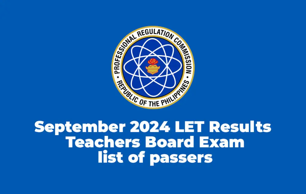 LET Results: September 2024 LET Teachers' Board Exam—List of Passers ...